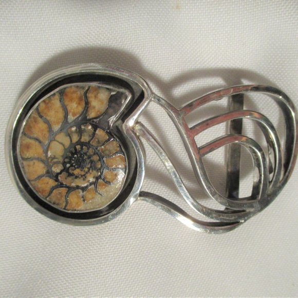Handmade | Accessories | Signed Sterling Silver Ammonite Shell Belt ...
